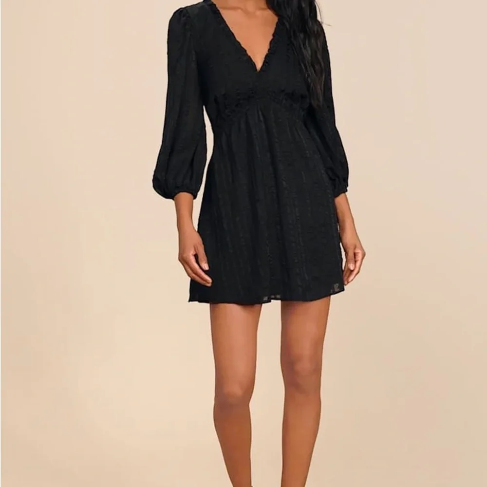 Lulus | Dresses | Nwt Forever In My Heart Black Striped Balloon Sleeve ...